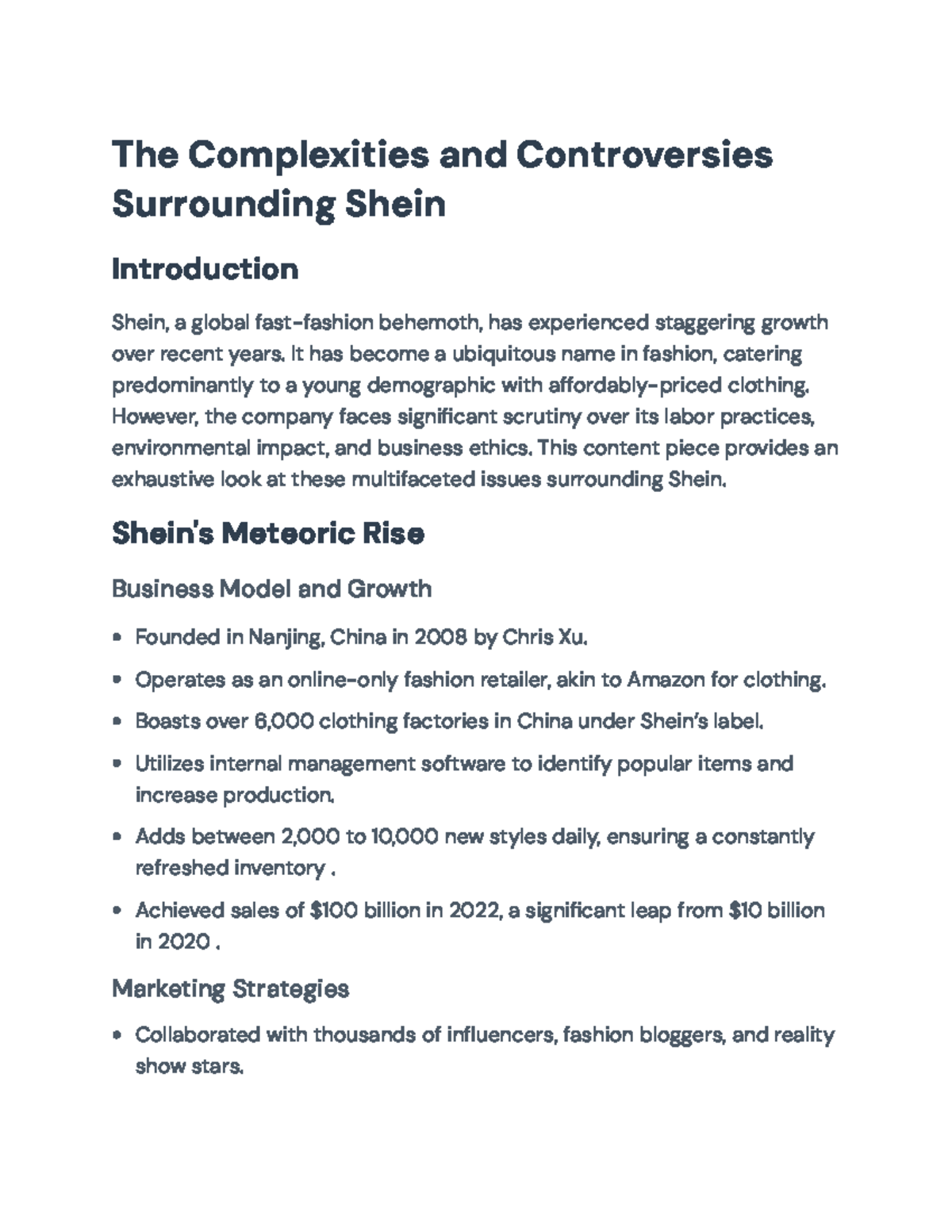 Shein's Controversial Growth: Analyzing Labor and Environmental Issues ...