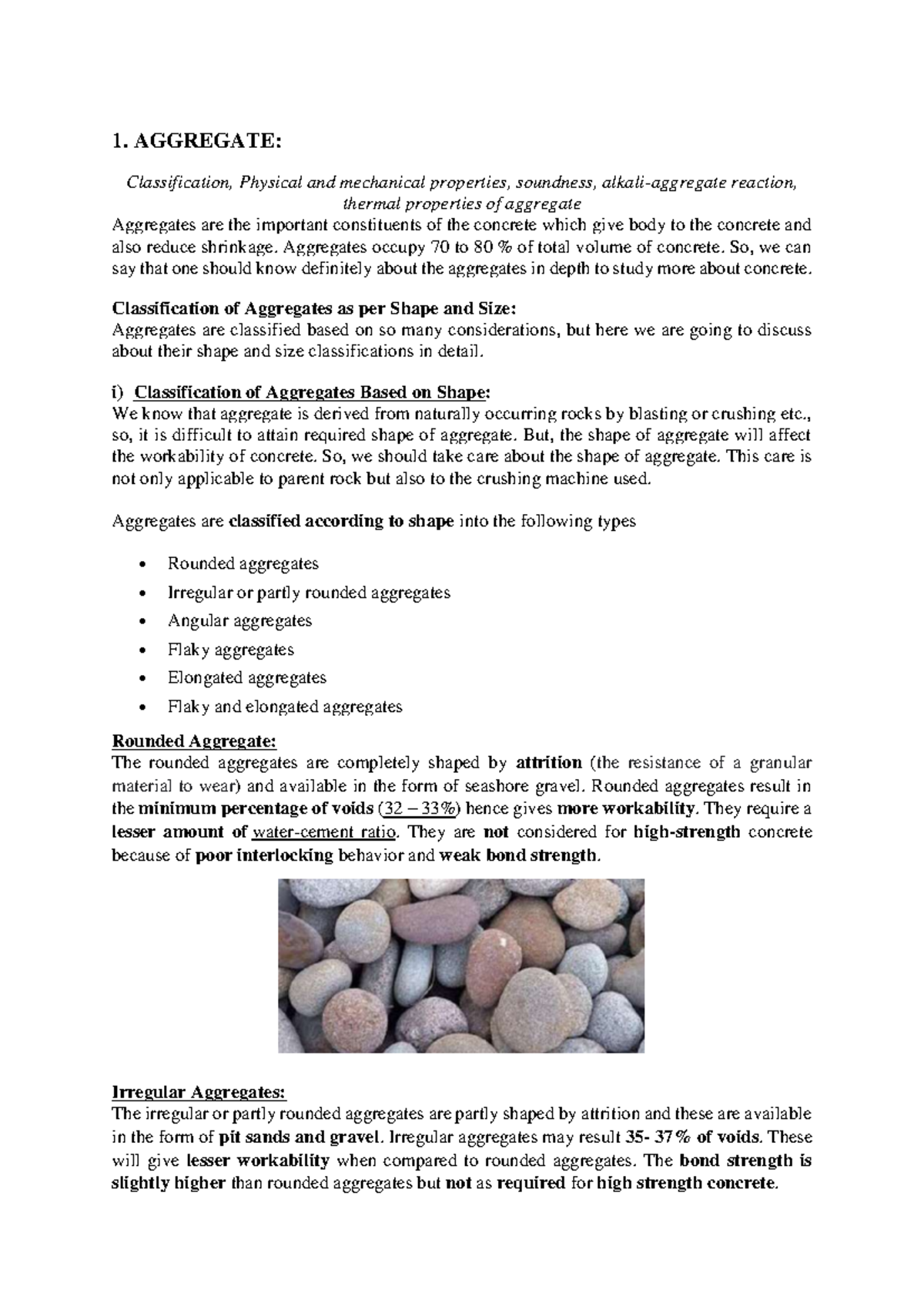 Aggregate Studies - Physical & Mechanical Properties Notes - Studocu