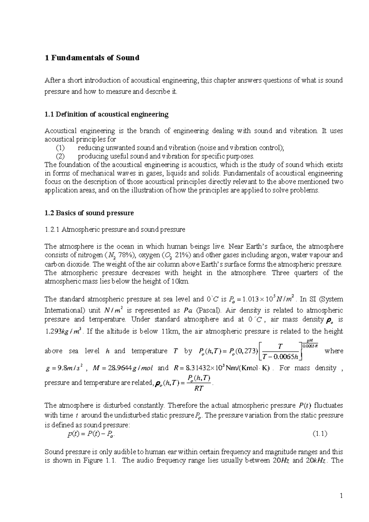 Summary Advanced Vibration And Sound: Chapter 1 - Fundamentals of Sound ...