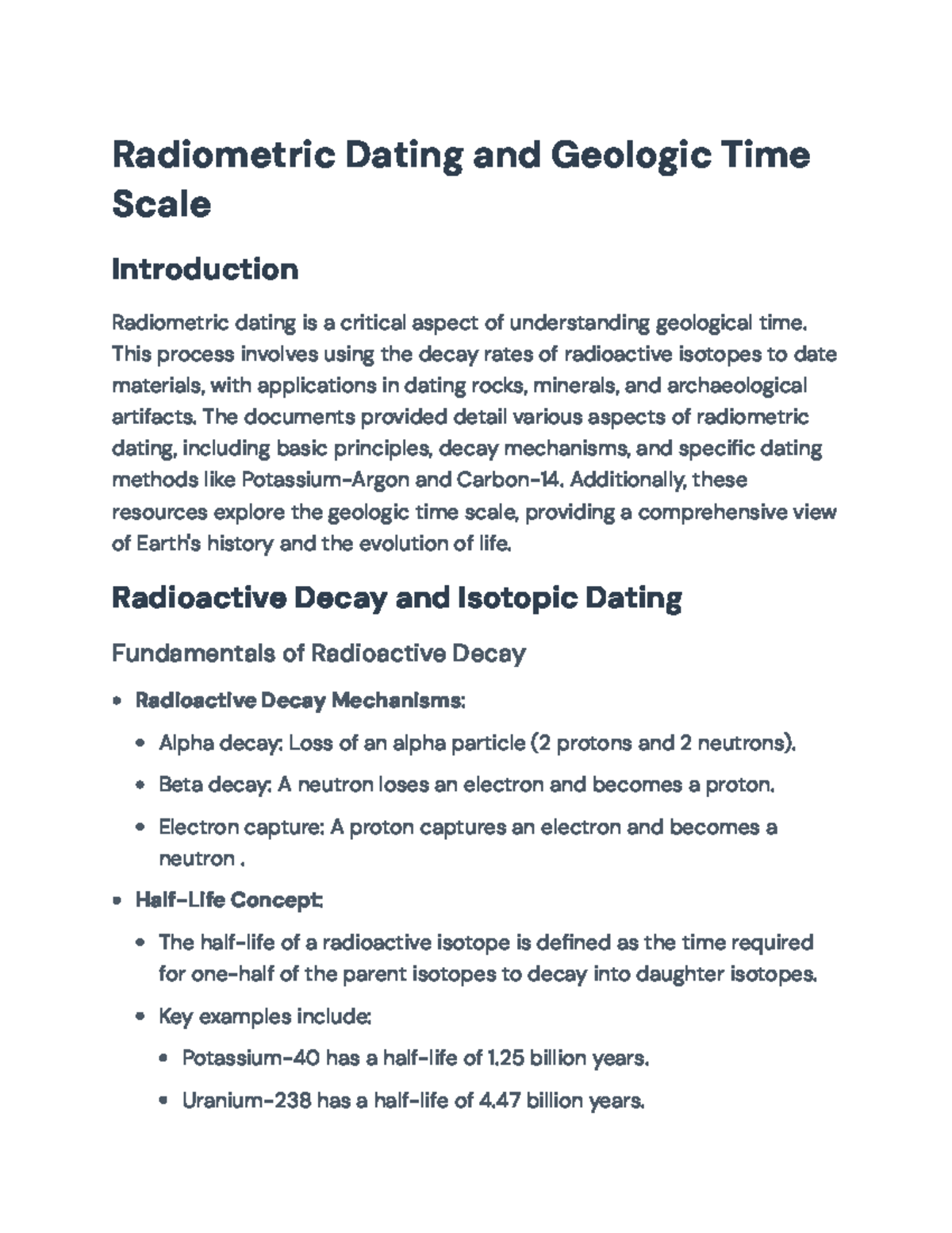 Radiometric Dating and Geologic Time Scale: Methods and Principles ...