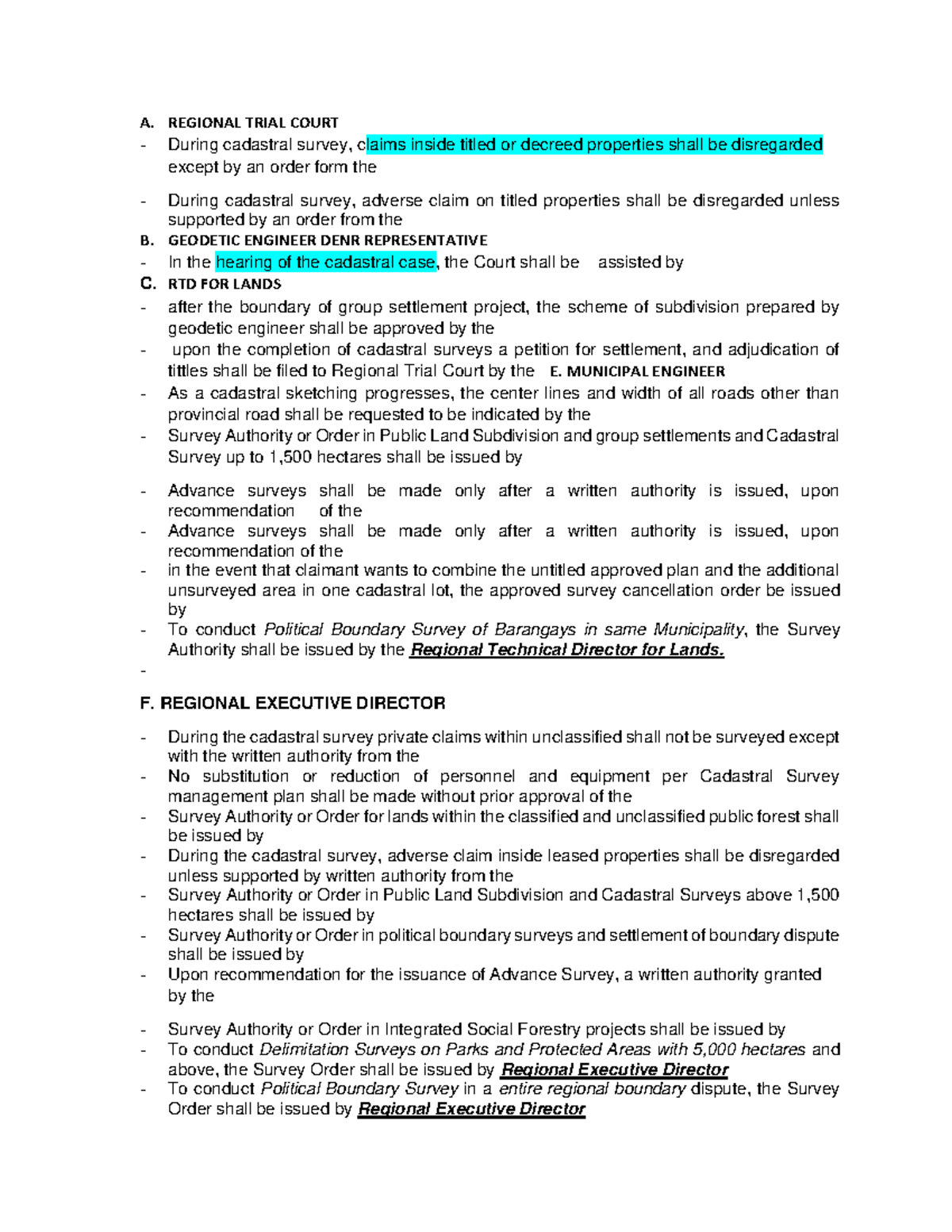 GOV Agencies Cadastral Survey Guidelines Summary - Studocu