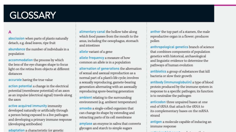 Biology 12 Glossary: Key Terms and Definitions for Study - Studocu