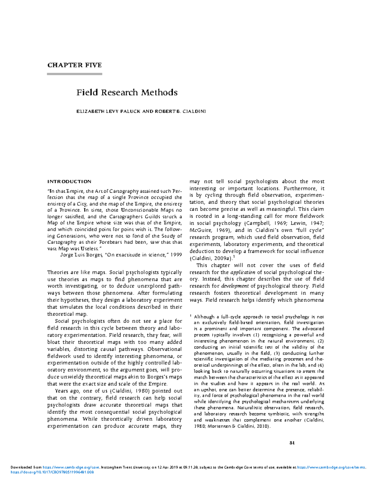 Field-research-methods - CHAPTER FIVE Field Research Methods ELIZABETH ...