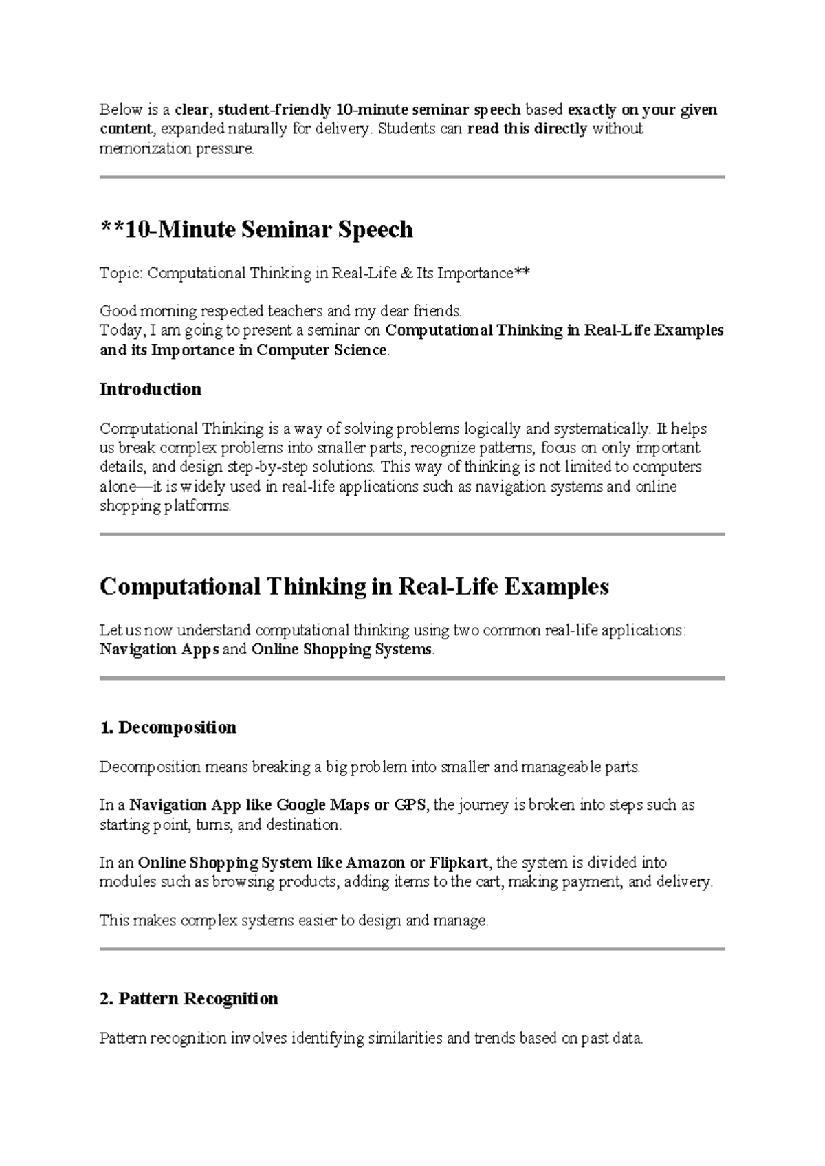 Pp2 - Seminar Speech on Computational Thinking in CS - Studocu