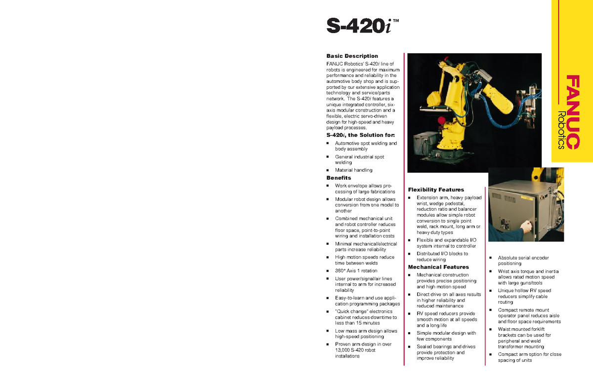 FANUC S-420i Robot Data Sheet: Specifications and Features Overview ...