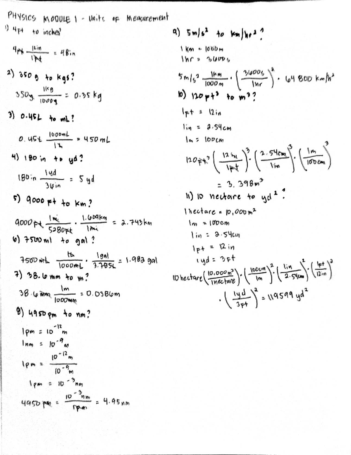 PHYS LEC MOD 1 - Units of Measurement and Problem Solving Notes - Studocu