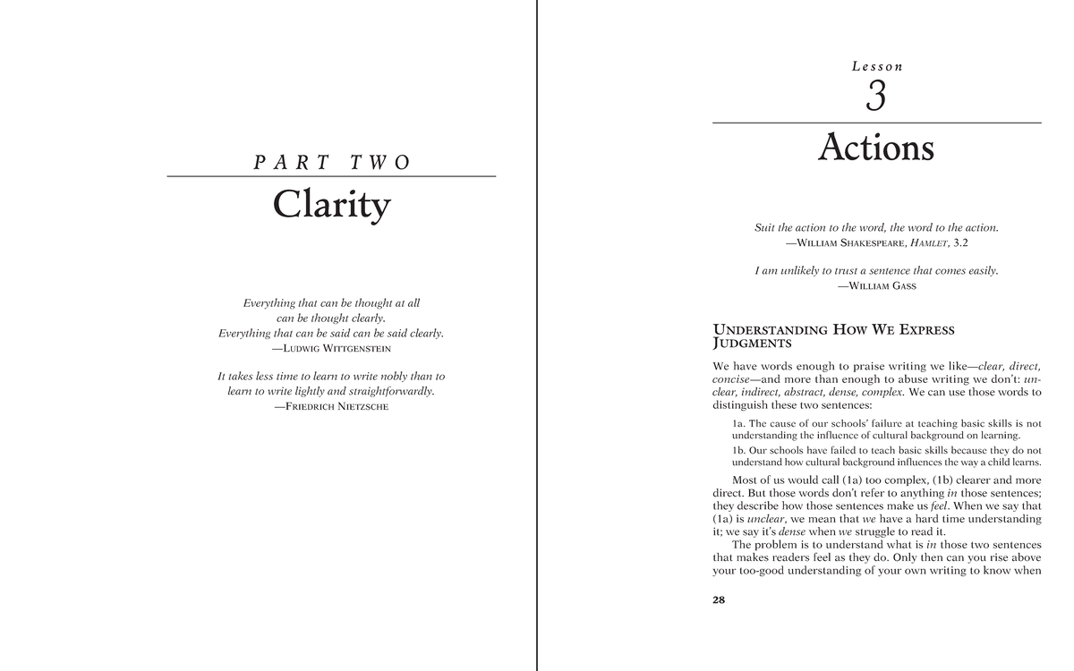 Style Lessons in Clarity and Grace, Lesson 3: Actions & Clarity - Studocu
