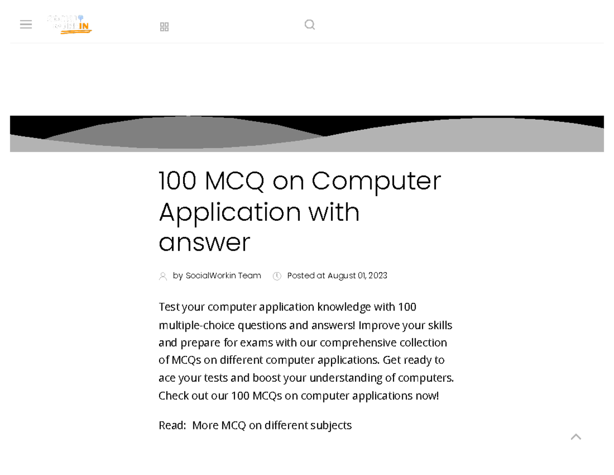 100 MCQs on Computer Applications with Answers for Exam Prep - Studocu