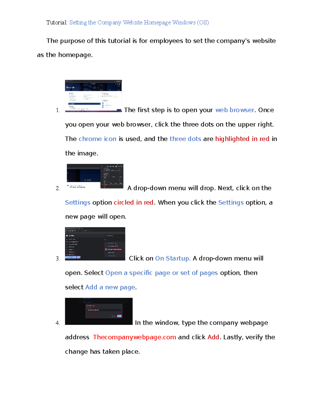 Tutorial: Setting Company Website as Homepage on Windows OS - Studocu