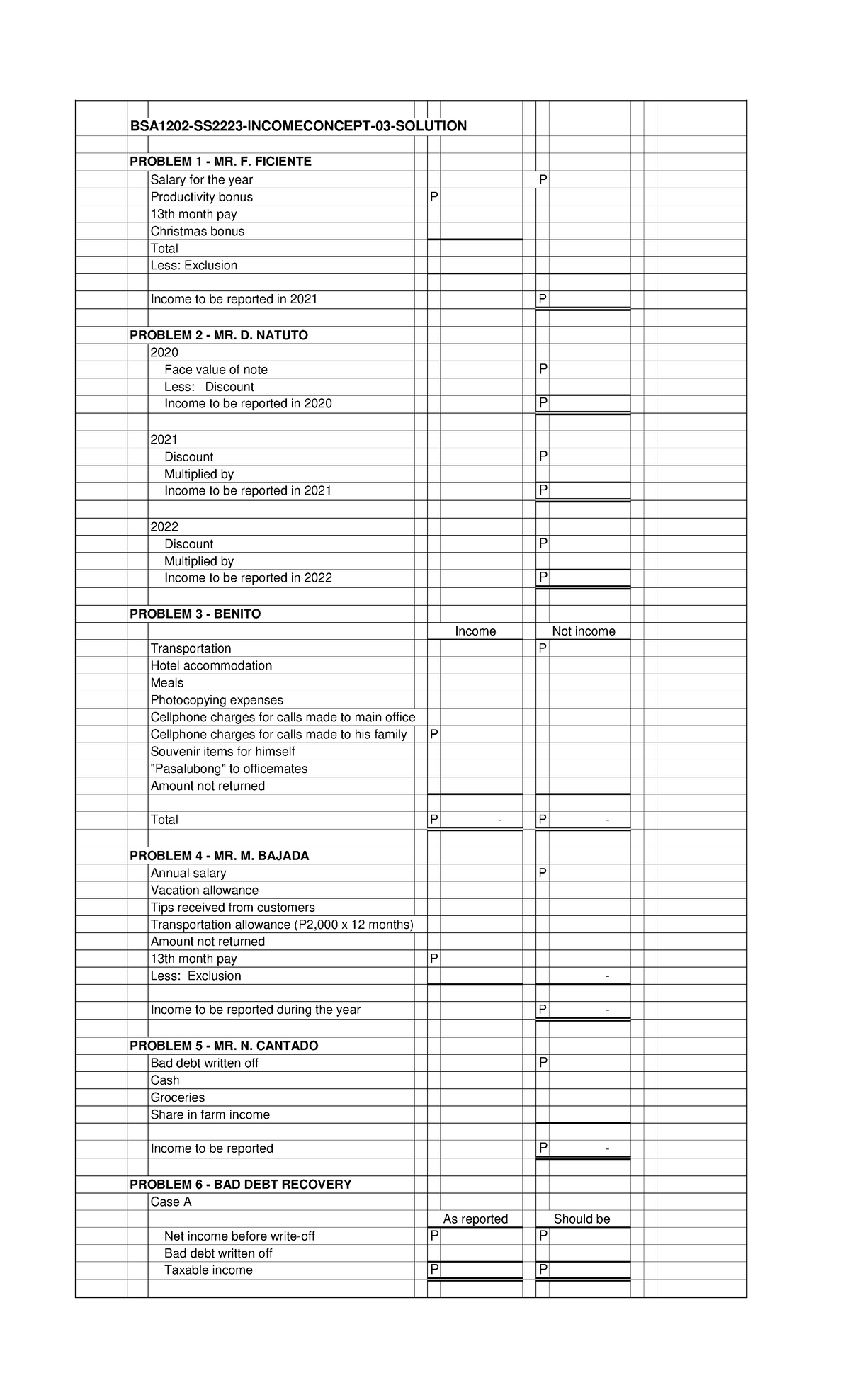 Income Tax Concept Solutions: Problems & Calculations (2021-2022) - Studocu