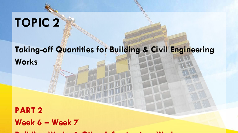 Topic 2 Week 6 & 7: Building Works - Concrete & Piling Quantities - Studocu