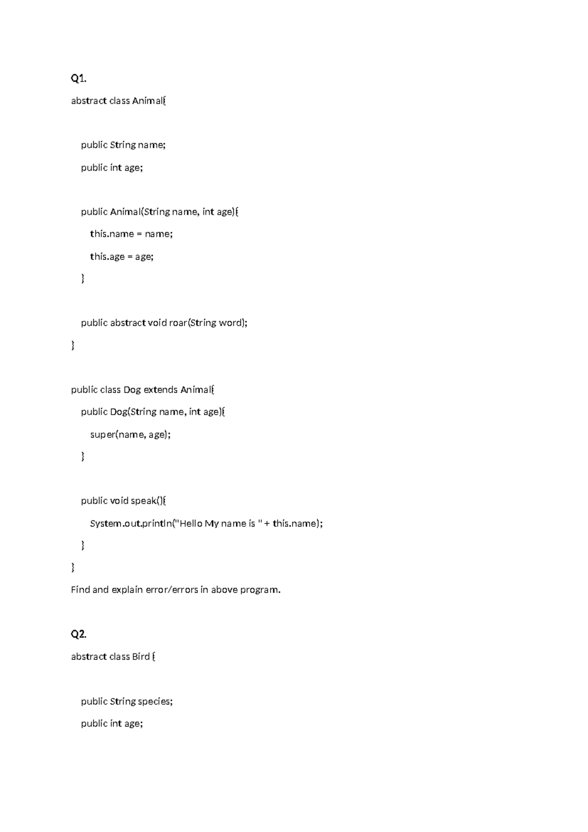 W7 Quiz - Week 7 Java Programming Errors & Explanations - Studocu