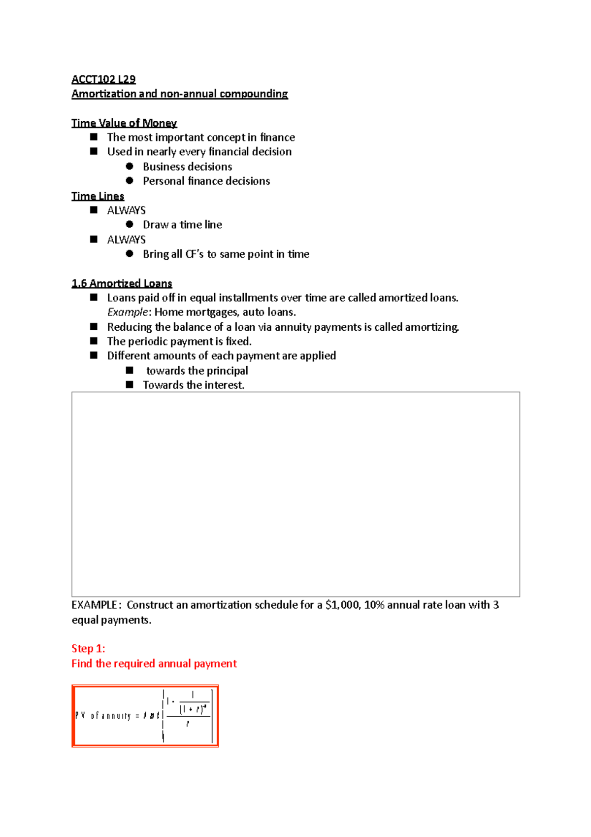 ACCT102 L29 - ACCT102 L Amortization and non-annual compounding Time ...