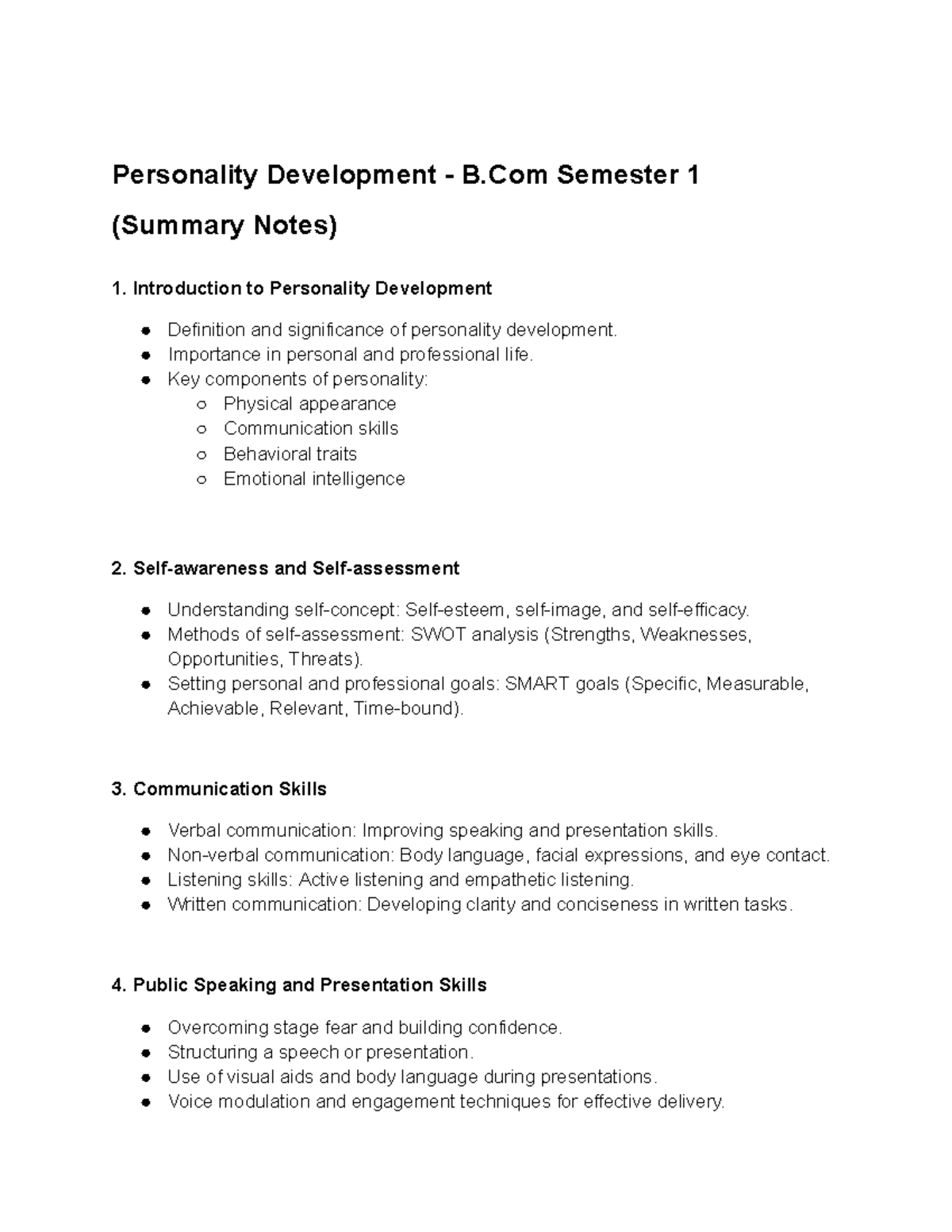 Personality Development: Key Insights and Strategies (B Sem 1) - Studocu
