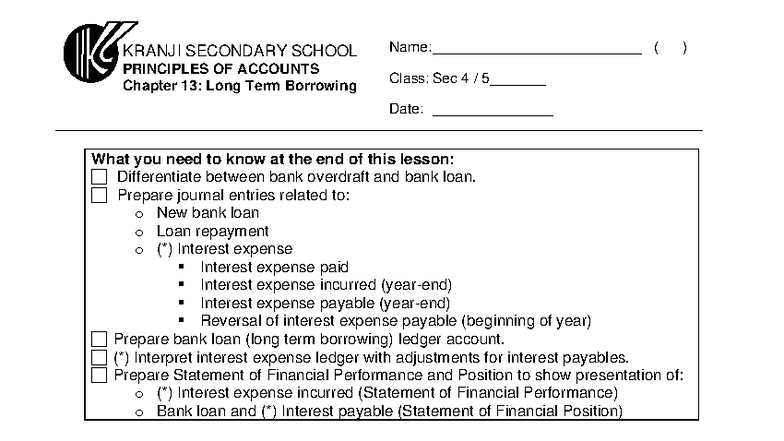 Principles of Accounts (5NA) Chapter 13: Long Term Borrowing Notes ...
