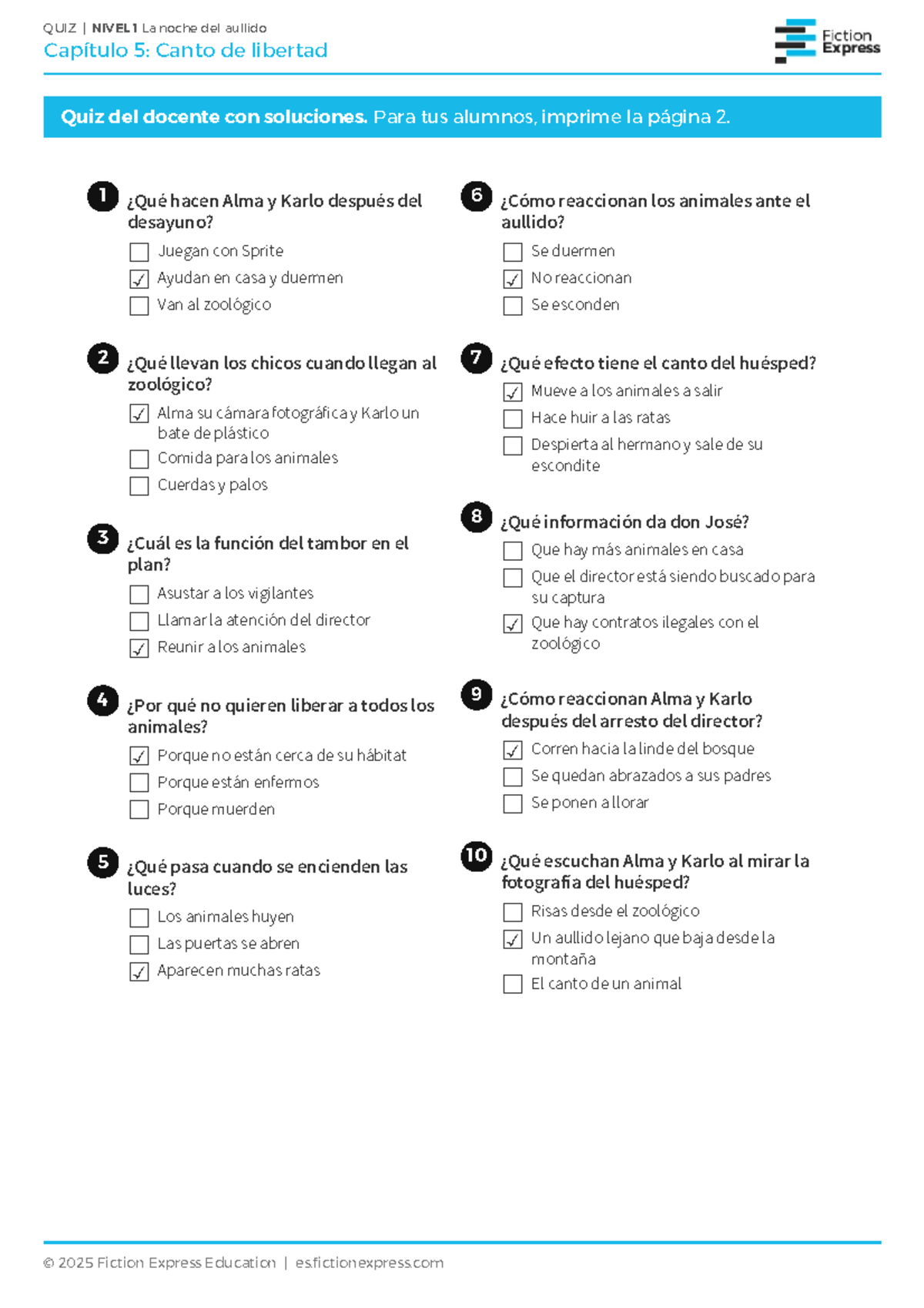 QUIZ NIVEL 1: La Noche del Aullido - Capítulo 5 Respuestas - Studocu