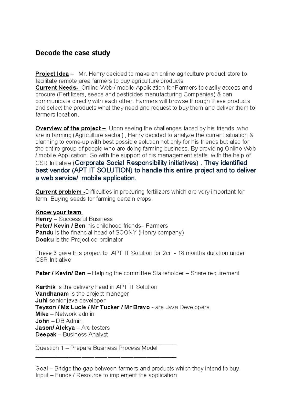 Capstone 1-prep1 - Agile Business analyst - Decode the case study ...