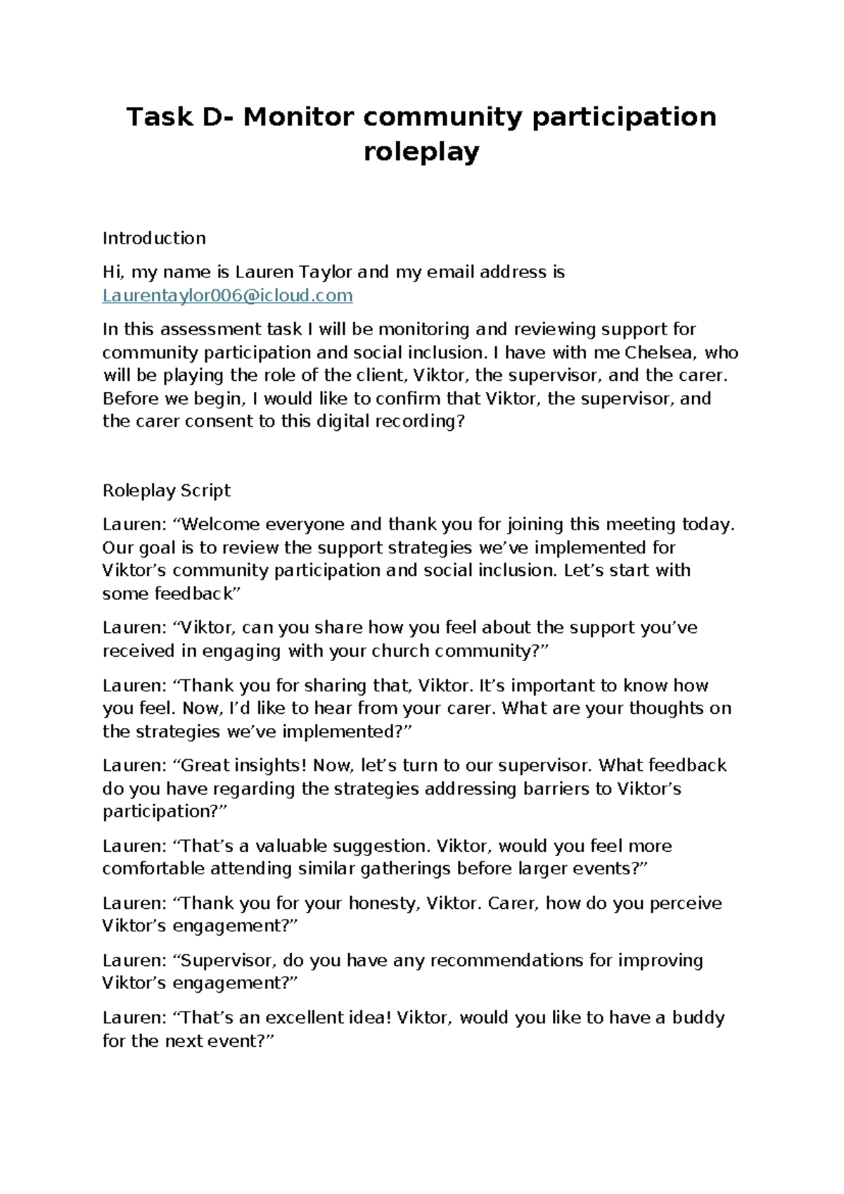 Viktor Roleplay 3 - Cert III in Individual Support (Ageing & Disability ...