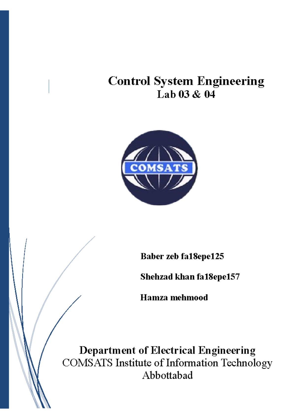 Control system lab 03&04 - Department of Electrical Engineering COMSATS ...