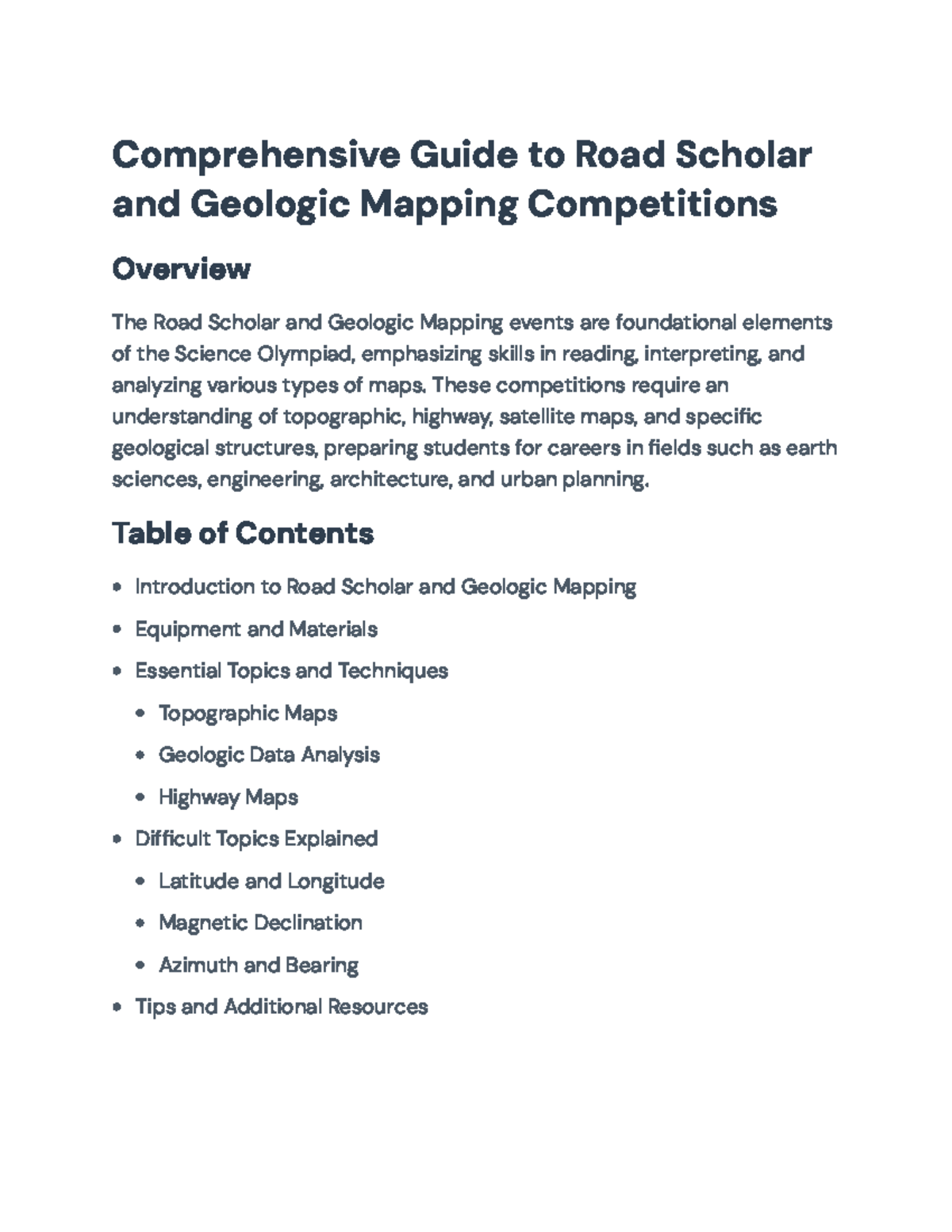 Comprehensive Guide to Road Scholar & Geologic Mapping Competitions ...