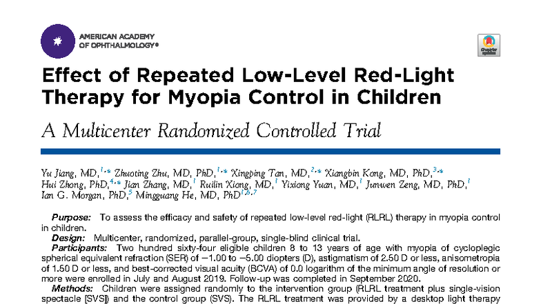 Efficacy of Repeated Low-Level Red Light Therapy (RLRL) in Myopia ...
