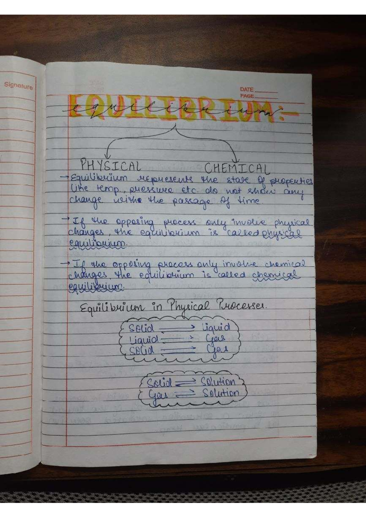 Equilibrium in Physical & Chemical Processes - Notes (Course Code ...