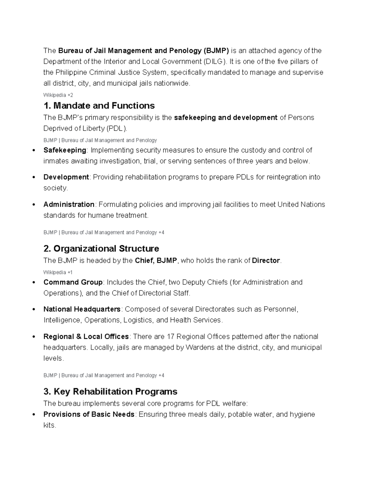 The BJMP: Overview, Functions, and Rehabilitation Programs - Studocu