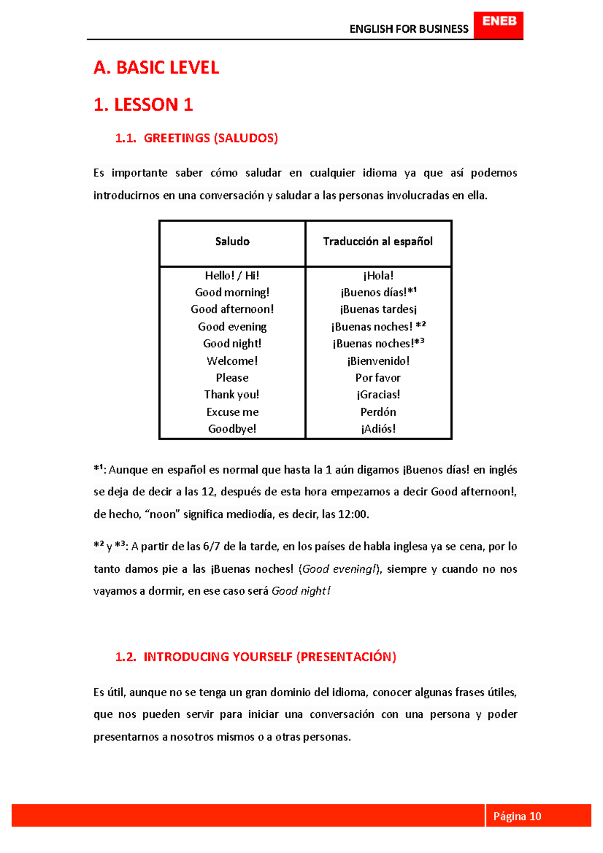 ENGLISH FOR BUSINESS A. BASIC LEVEL 1. LESSON 1: GREETINGS AND ...