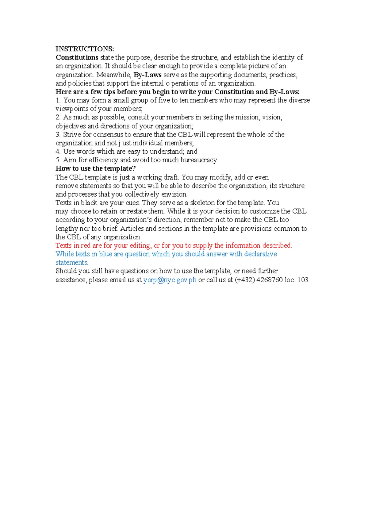 CBL-Template: Guide for Crafting Constitutions & By-Laws - Studocu