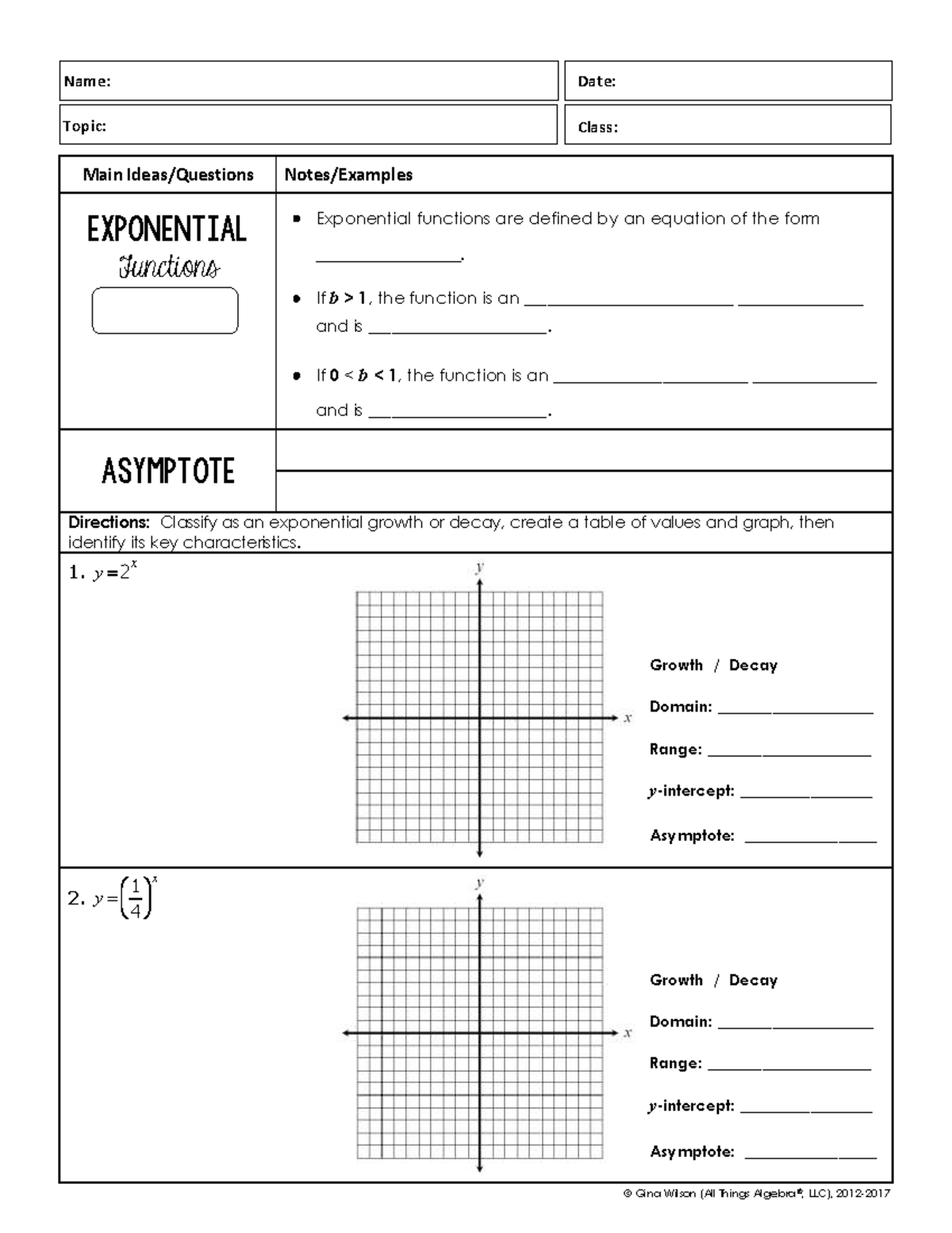 Kami Export - Exponential Function Decay Grwth and Geo Seq - Main Ideas ...