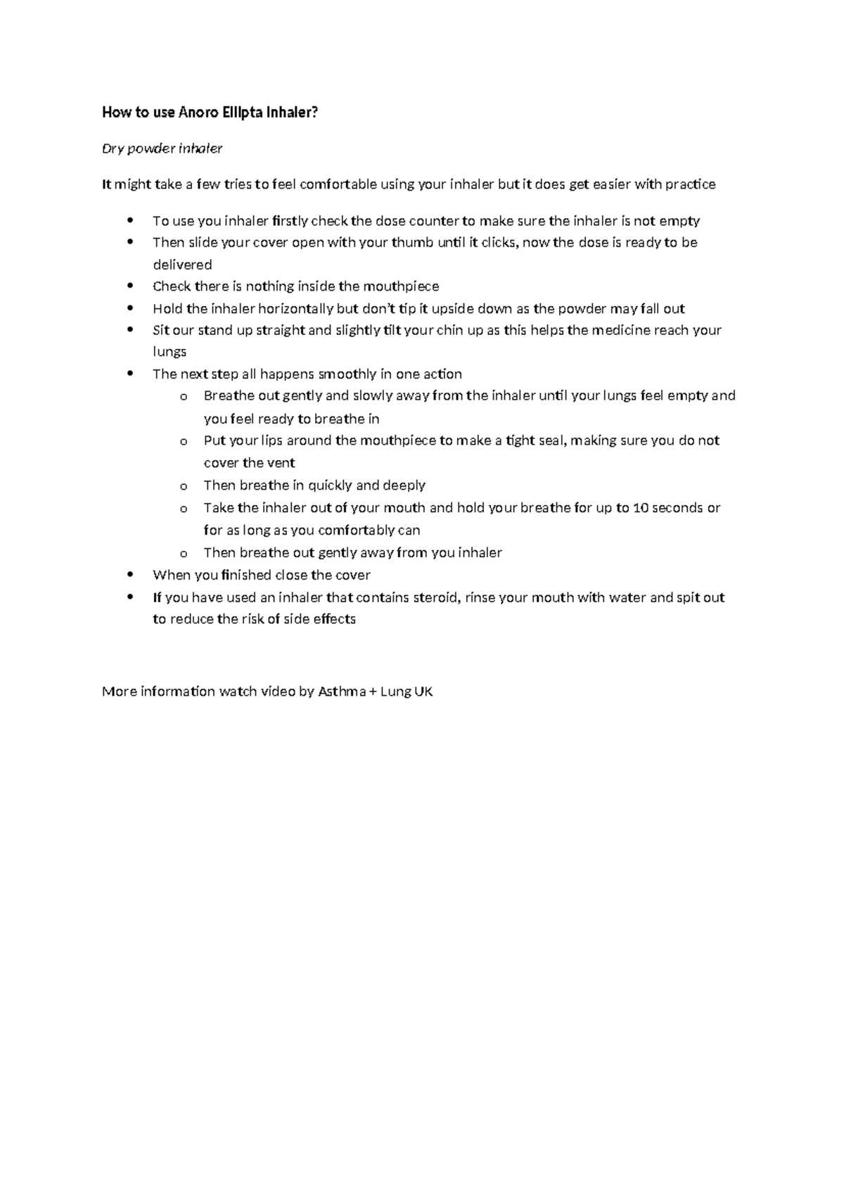 Inhaler technique - ............... - How to use Anoro Ellipta inhaler ...