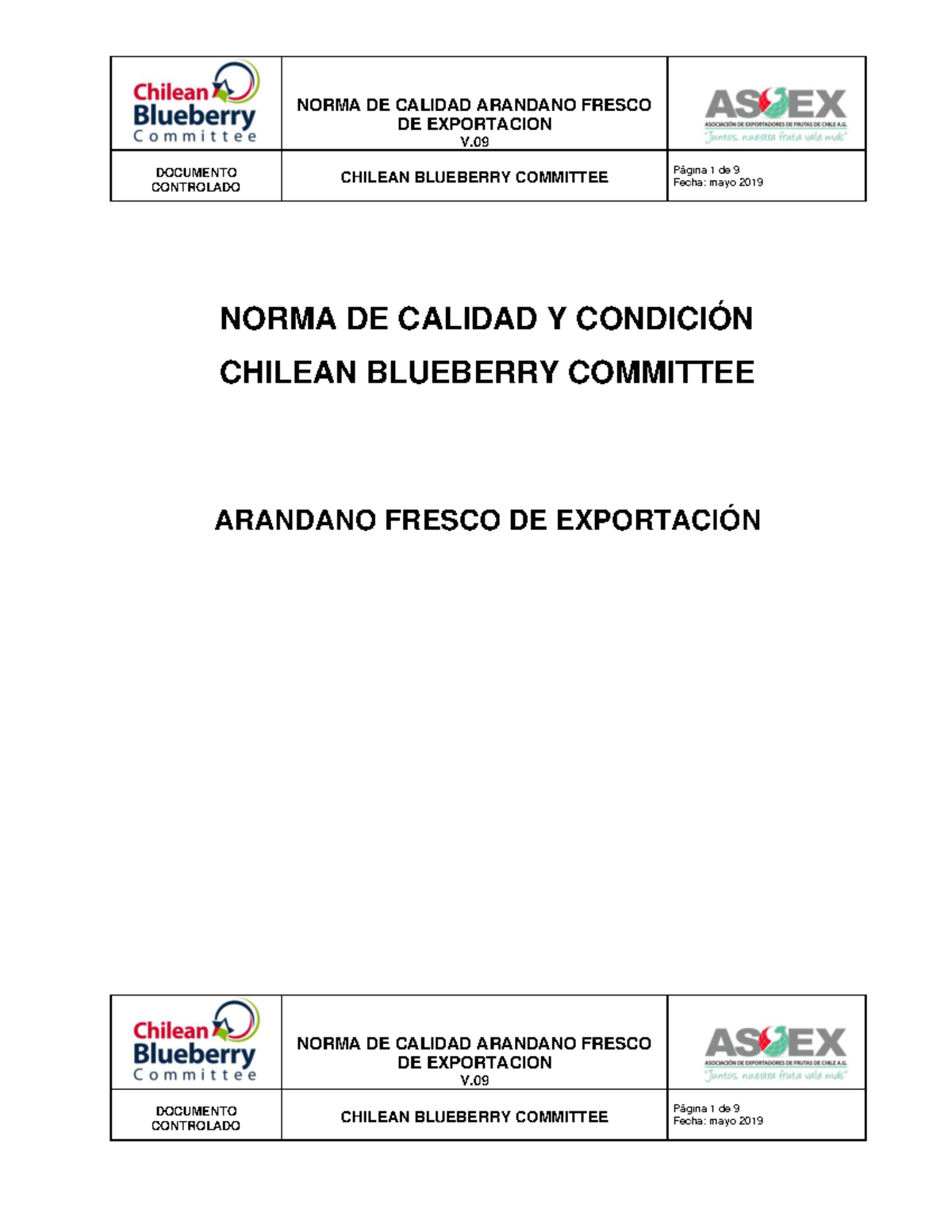 Norma de Calidad y Condición Arándano Fresco de Exportación V09 1 - Studocu