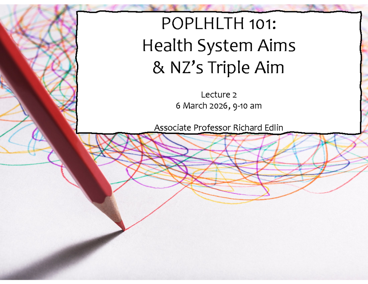 POPLHLTH 101: Lecture 2 - Health System Aims & NZ's Triple Aim - Studocu