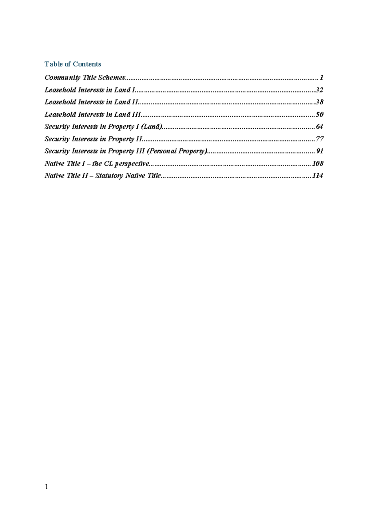 Property II Notes: Community Title Schemes and Leasehold Interests ...