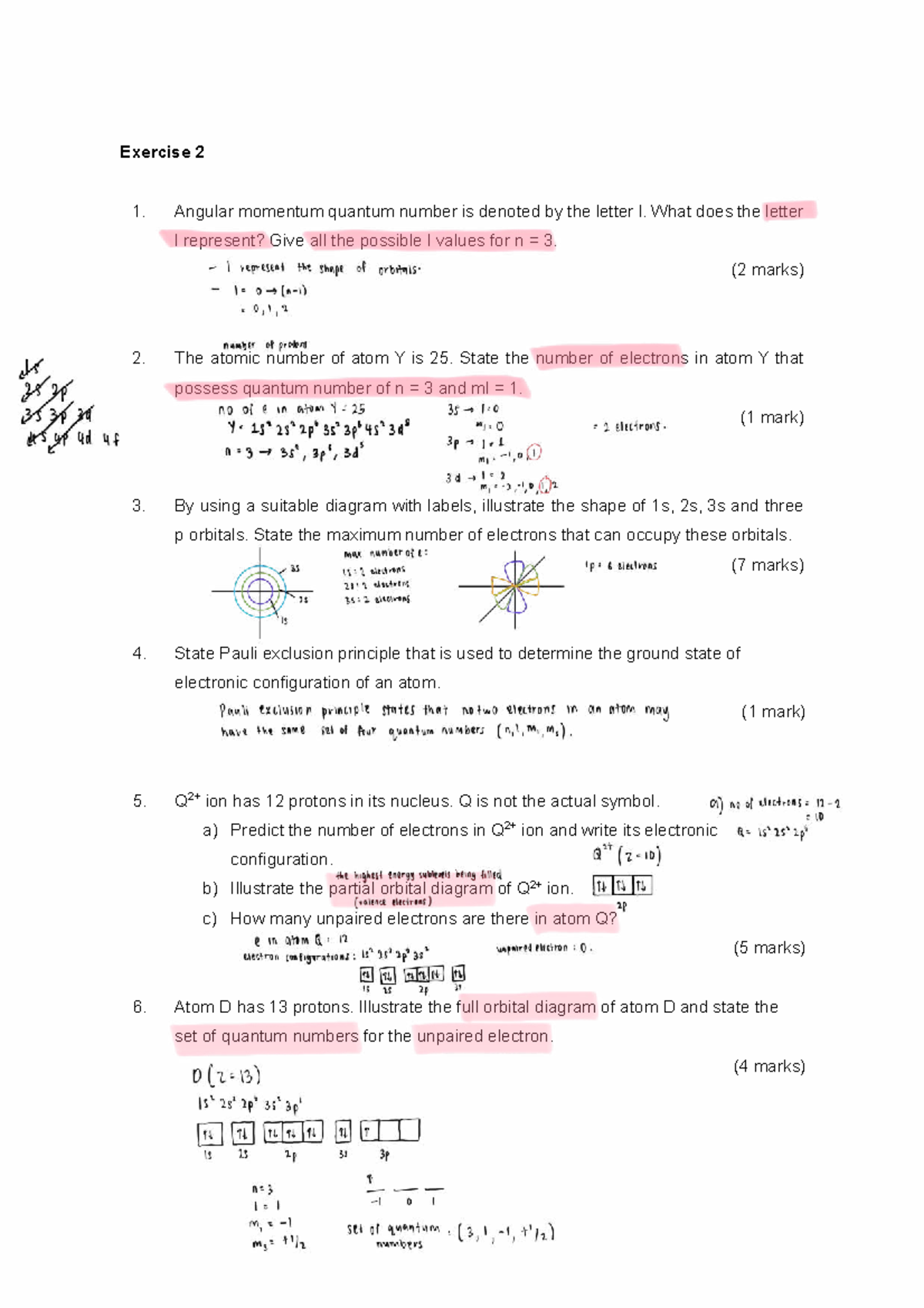 Chemistry Tutorial 1: Quantum Numbers & Electron Configurations - Studocu