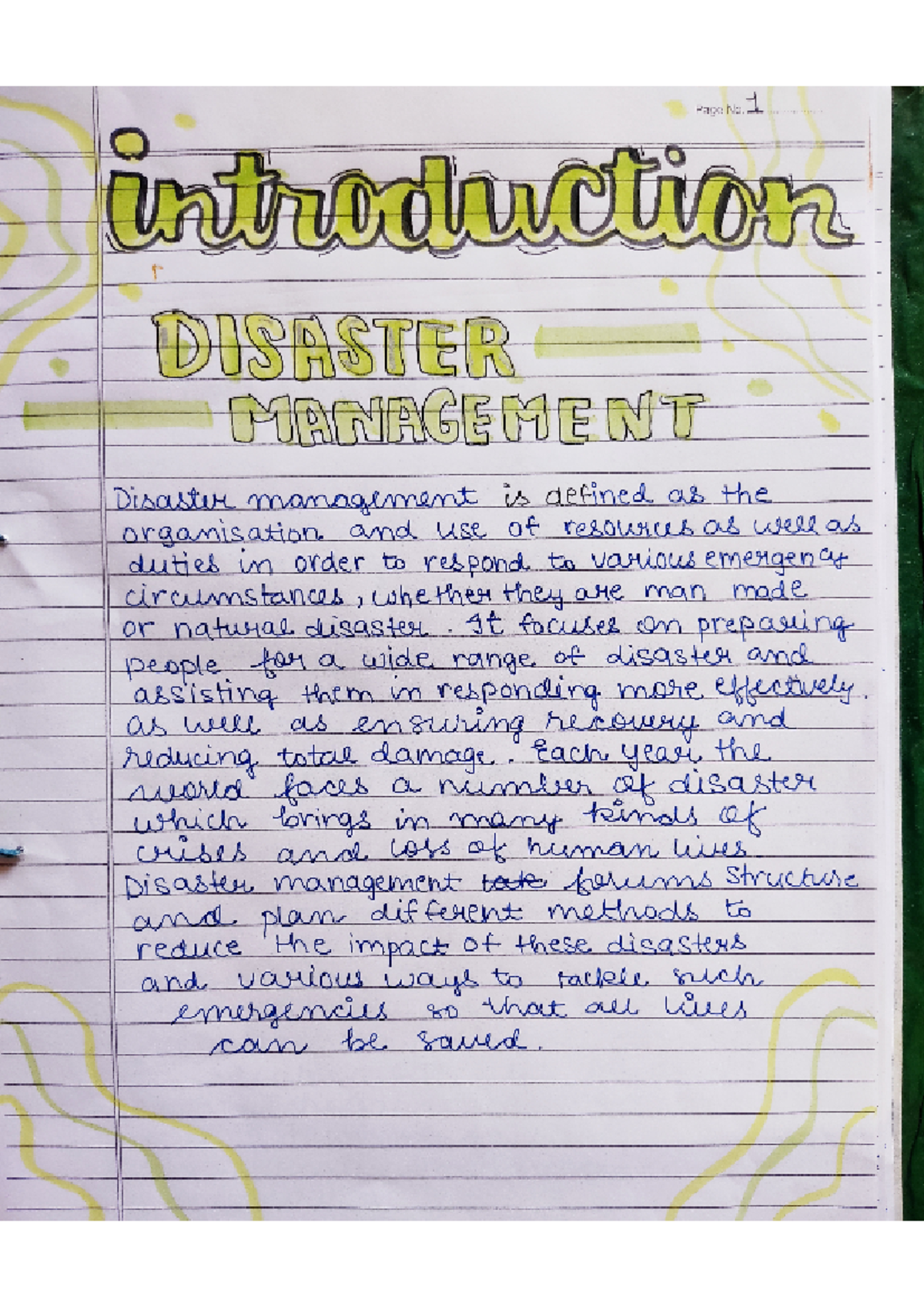 Disaster Management Project: Insights & Case Studies for Class 9 - Studocu