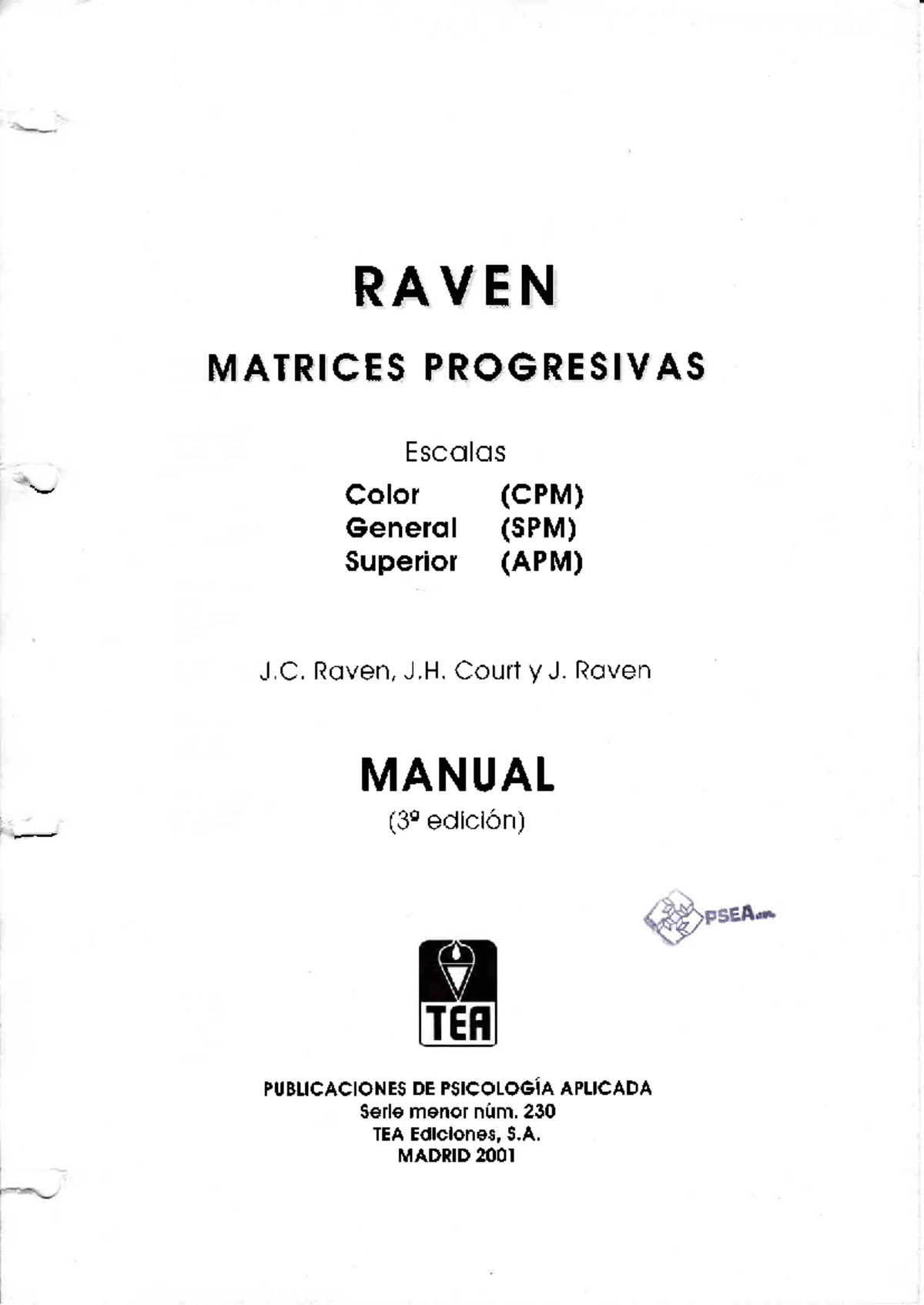 Raven ( Manual SPM) Escala General - RAVE N MATRICES PROGRESIVAS ...