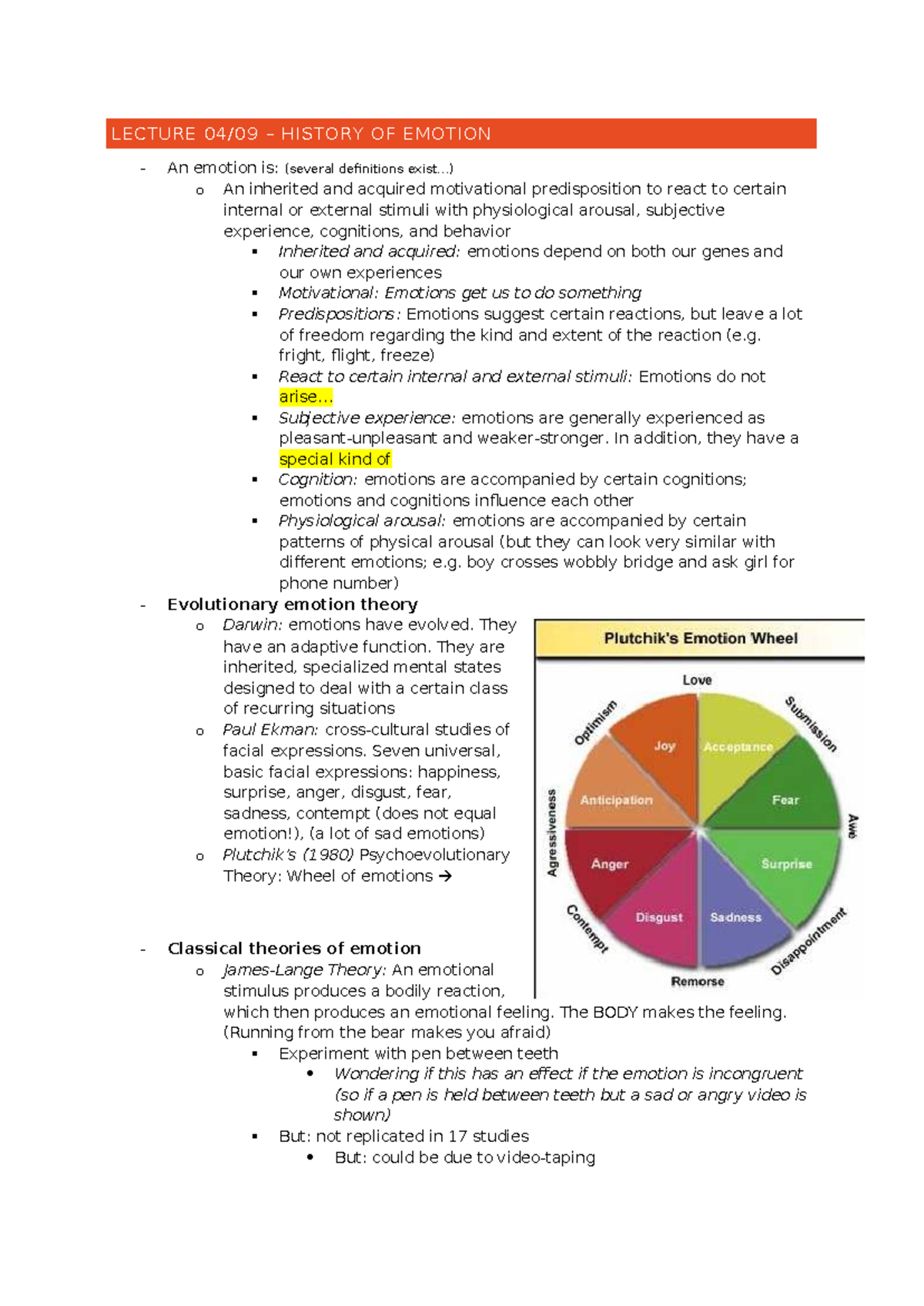 LECTURE PSYCHOLOGY OF EMOTION: Definitions, Theories, and Impacts ...