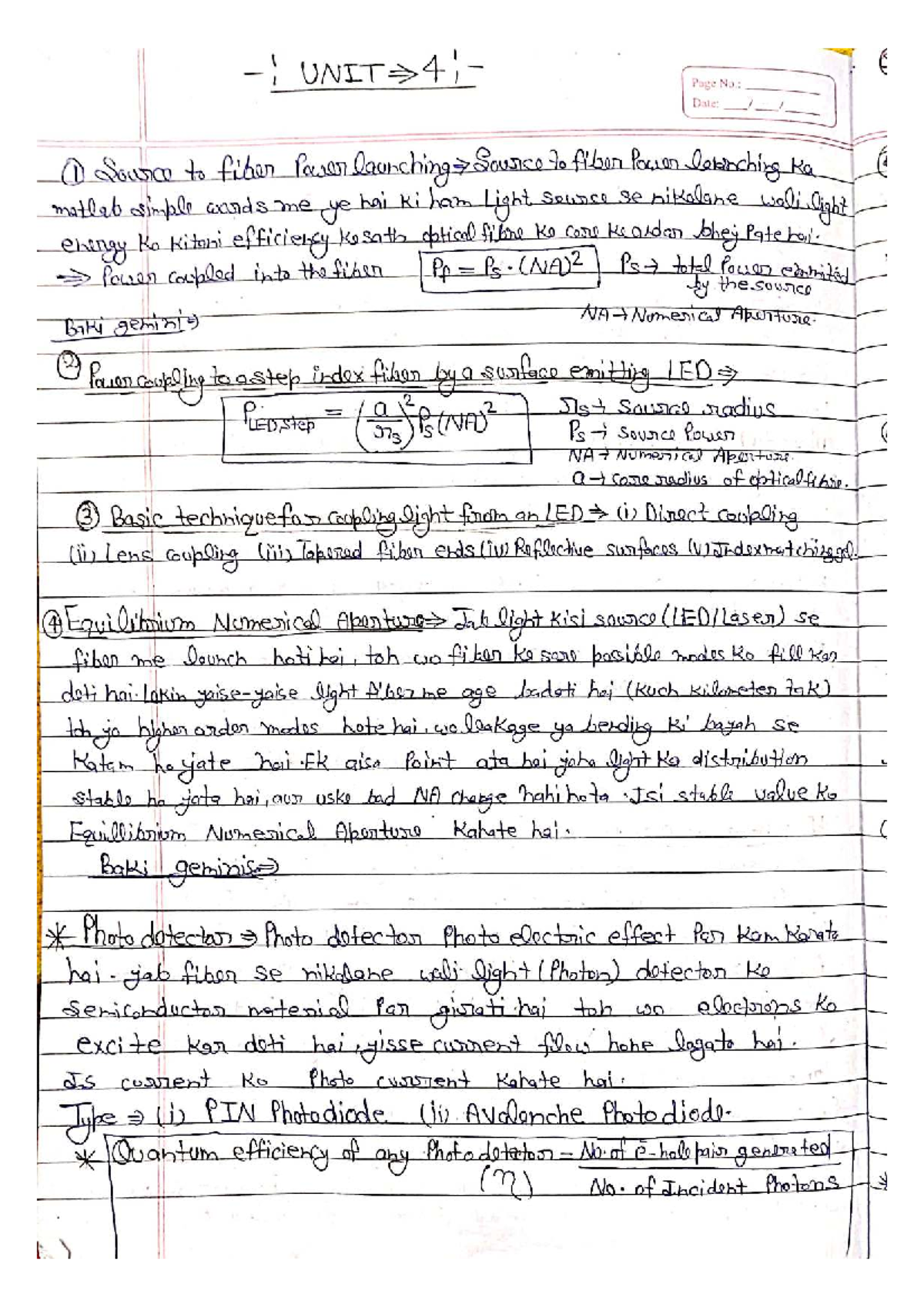 Unit 4: Power Launching in Optical Fiber - Key Concepts and Techniques ...
