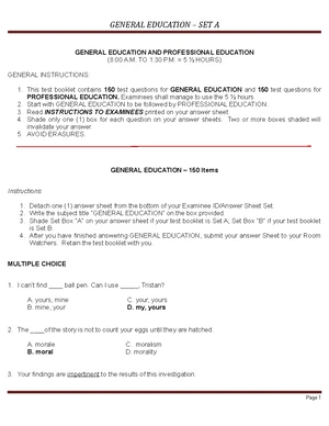 GEN-ED (W- Answer KEY) - General Education LET Reviewer - GENERAL ...