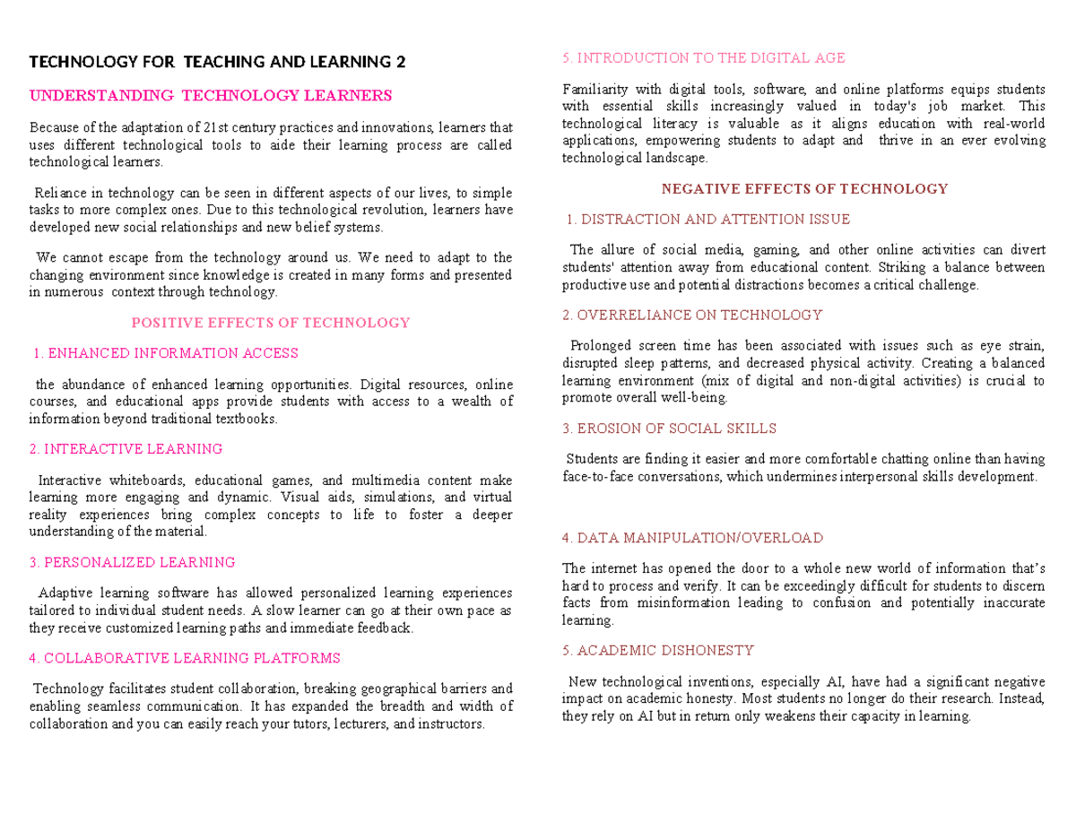 TECH 2: Understanding Digital Age Learners and Technology's Impact ...