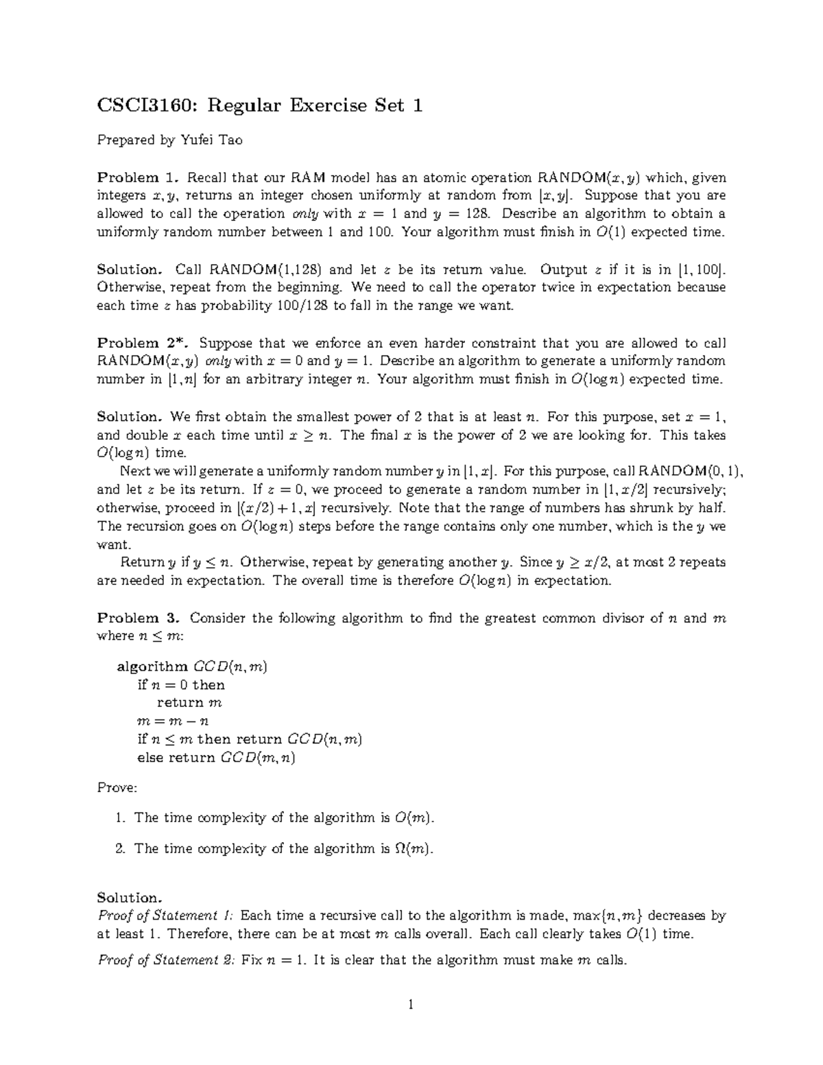 CSCI3160: Regular Exercise Set 1 Solutions and Analysis - Studocu
