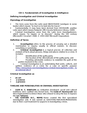 CDI 1 (MT Module-1) - Fundamentals of Investigation - Fundamentals of Investigation and ...