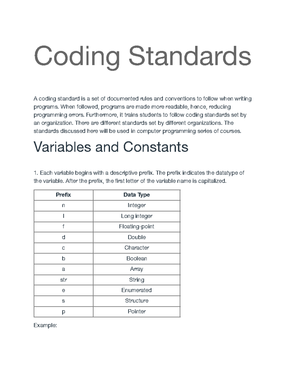 Coding Standards for C Programming: Best Practices and Guidelines - Studocu