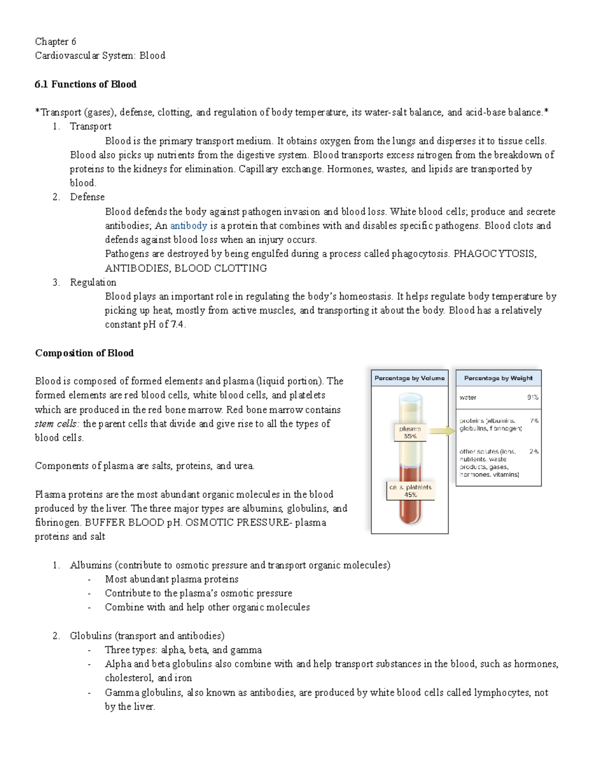BIOL2-Chapter 6 - Cardiovascular System Blood Notes from McGraw Hill ...