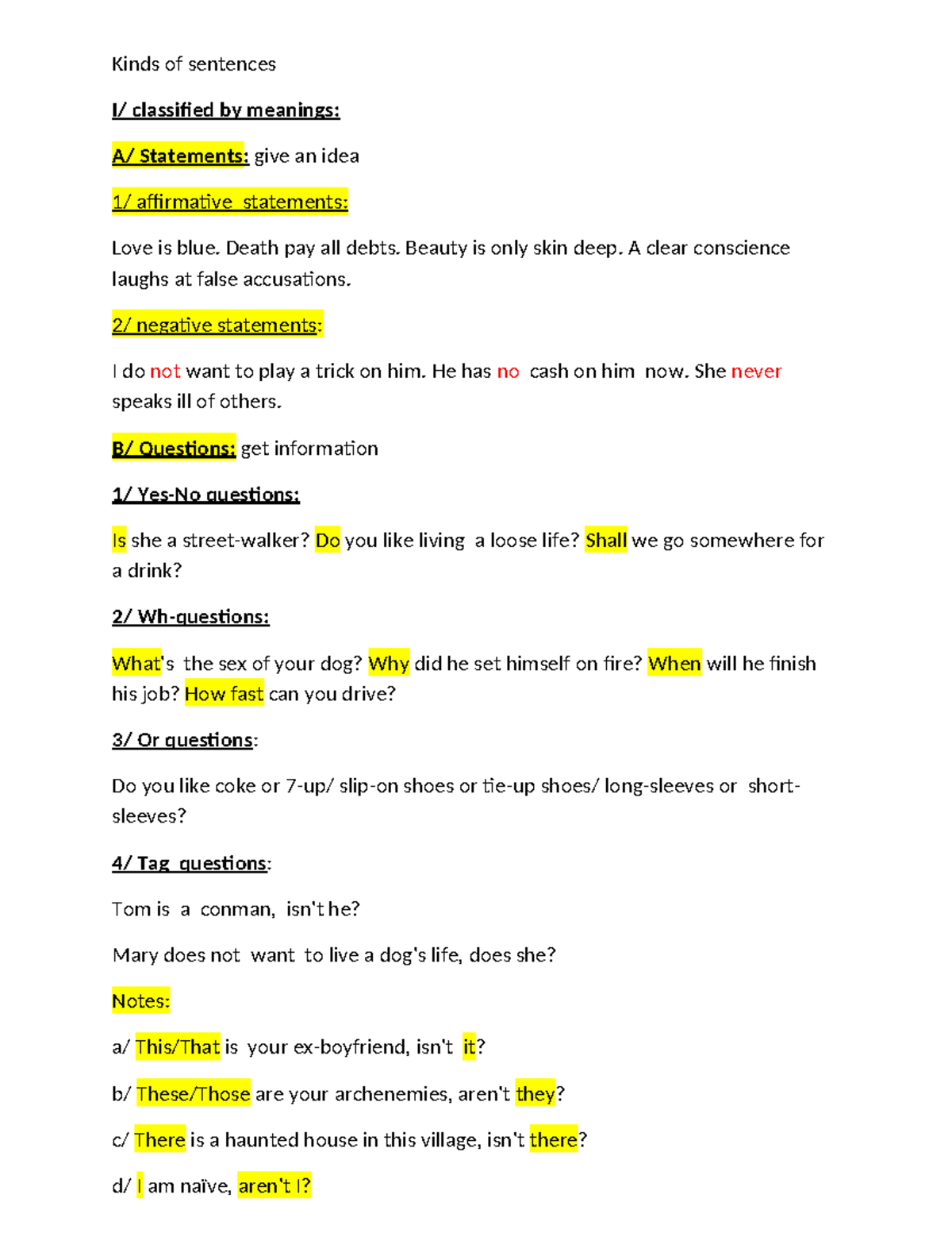 Kinds of Sentences - Practice Your Translation Skills - Studocu