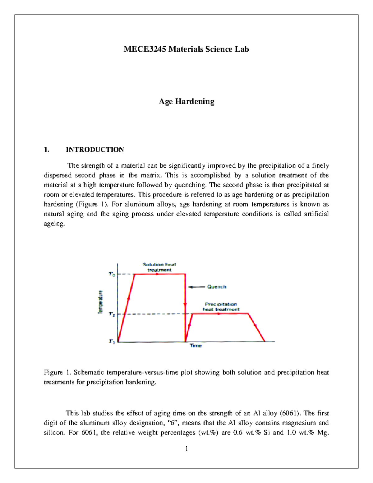 MECE3245 Materials Science Lab 7- Age hardening - INTRODUCTION The ...