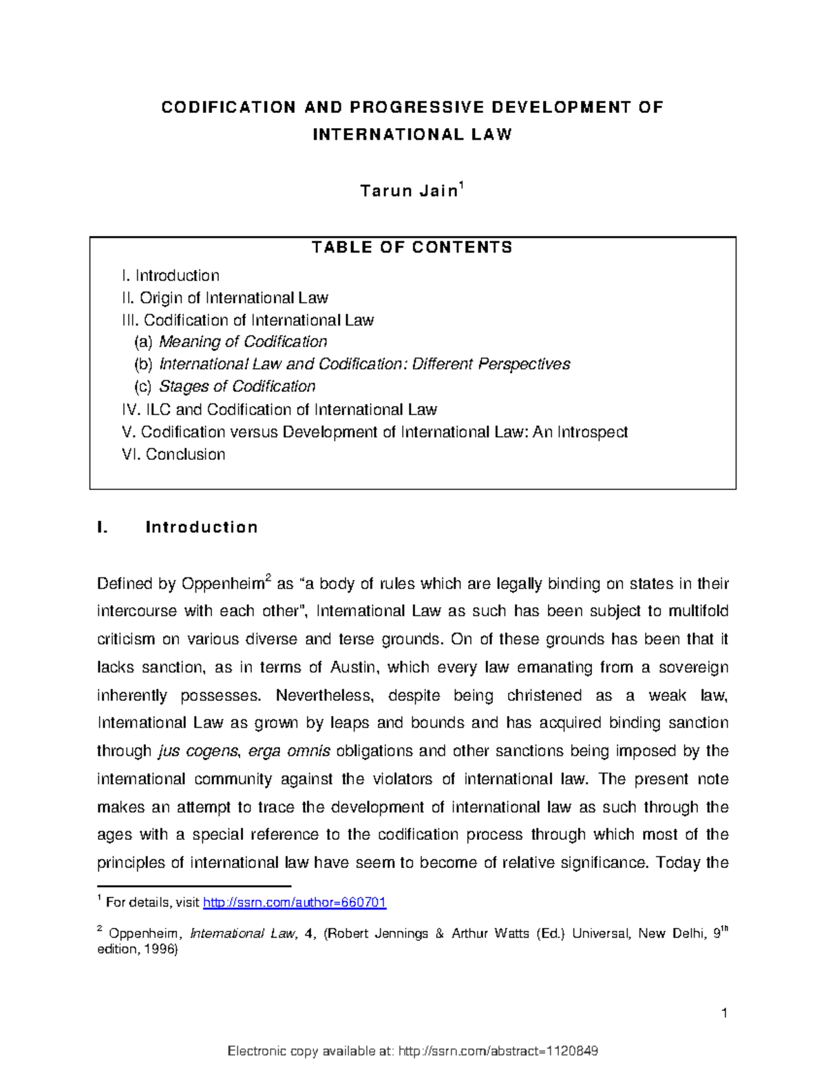 Codification and Progressive Development of International Law (LGL 304 ...