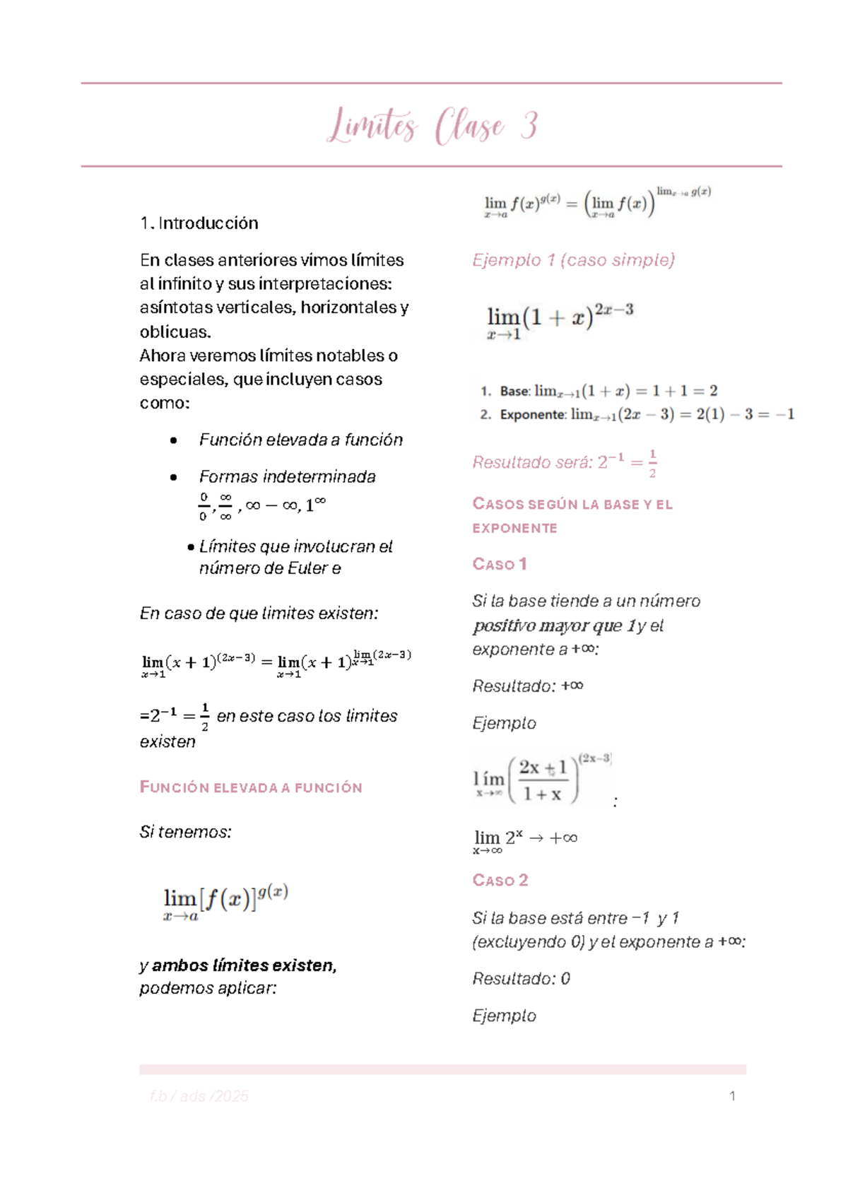 Limites Notables en Cálculo - Clase 3 (Cálculo 1) - Studocu