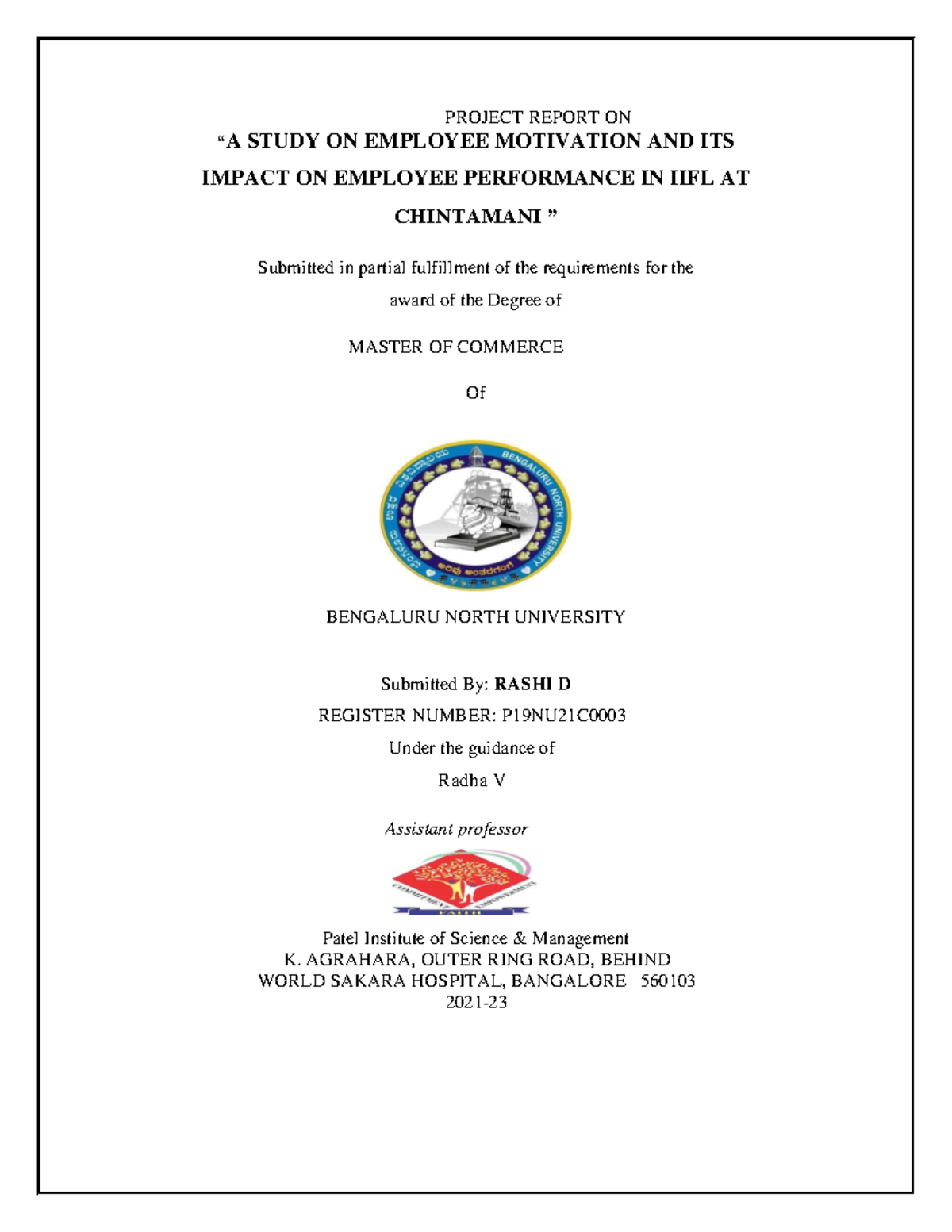 "Project Report: Employee Motivation & Performance Impact in M.Com ...